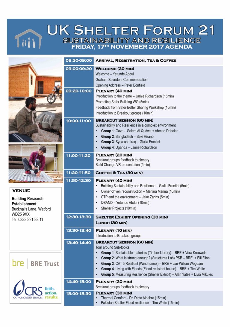 UKSF 21 Agenda | Shelter Forum